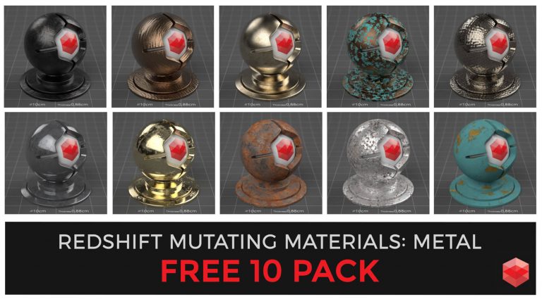 Free Redshift Cinema 4D Material Pack: Metal Sampler - The Pixel Lab
