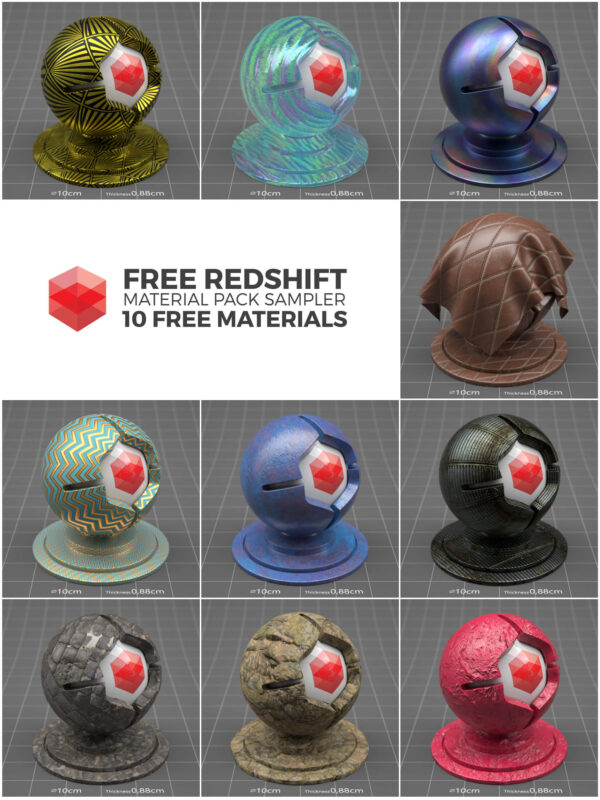 Redshift C4D Material Pack 4 Sampler: 10 Free Materials - The Pixel Lab