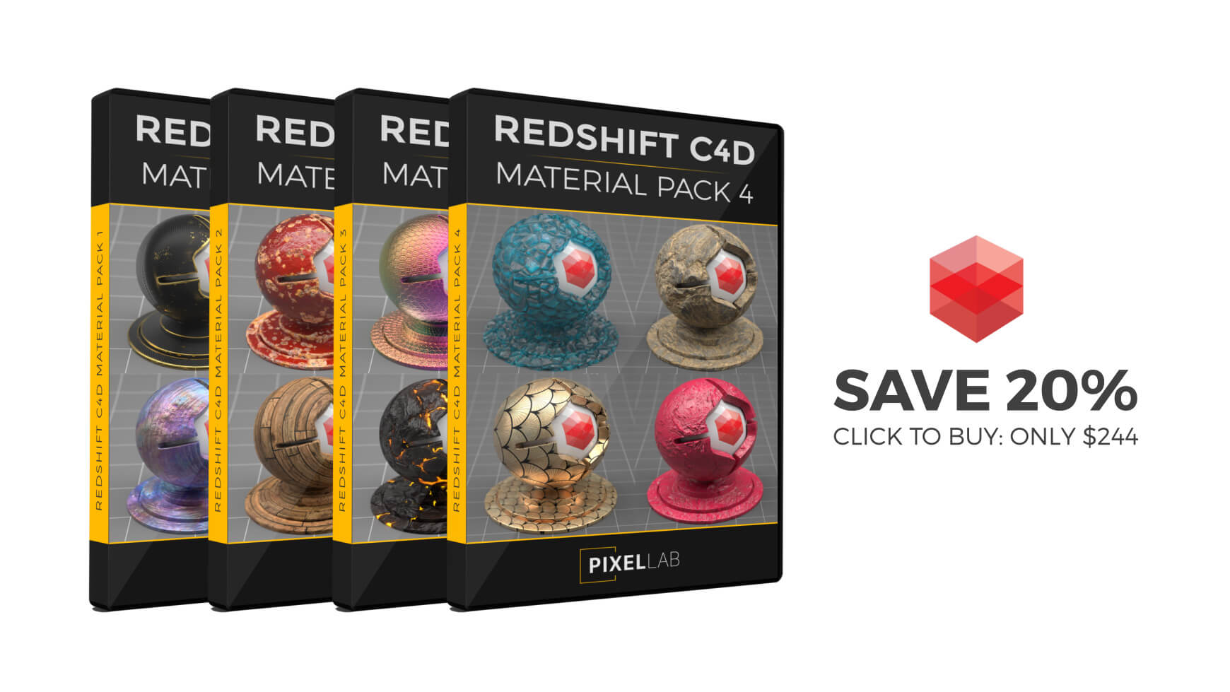 Redshift C4D Material Bundle - The Pixel Lab