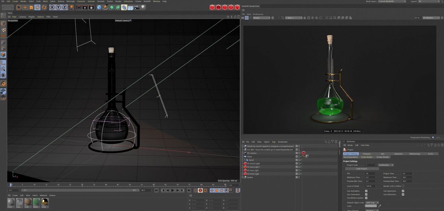 Free Cinema 4D 3D Model: Science Beaker - The Pixel Lab