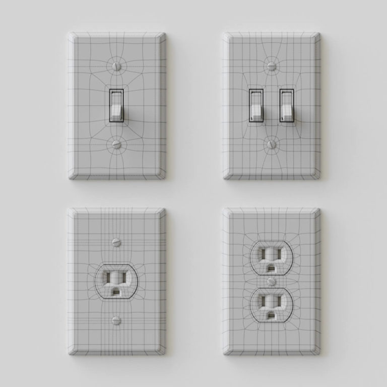 Free 3D Model: Electric Outlet and Light Switch - The Pixel Lab